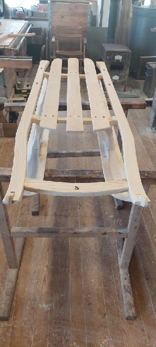 wooden Scandinavian sled for towing and pushing